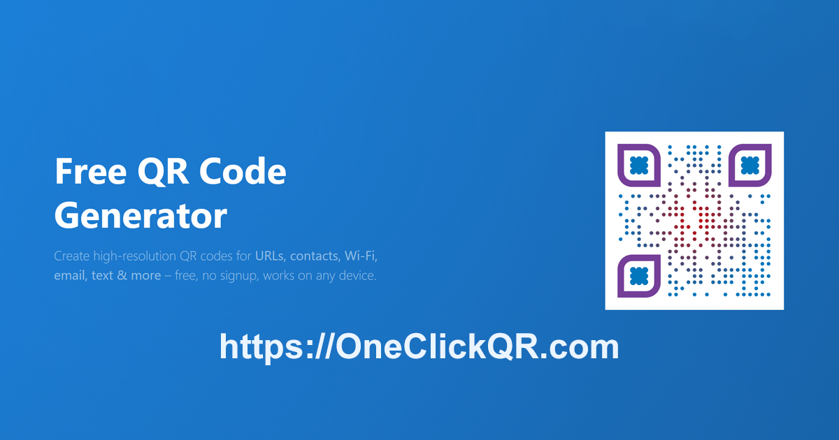 Free QR Generator – Instant QR Code Maker Online | OneClickQR